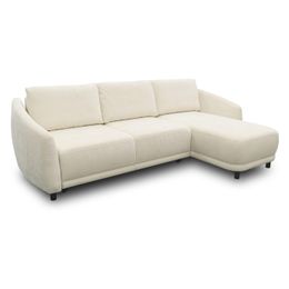 Tchibo - Domo Ecksofa Longchair - 249x158x87cm - creme - Polyester / Holz / Eichenholz