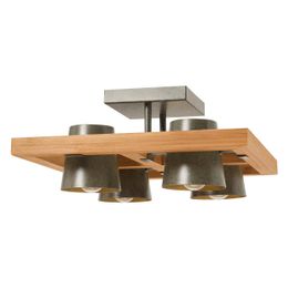 Trio Deckenleuchte »Bell« - 39x39x19cm - braun - Holz / Metall