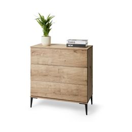 Tchibo - Kommode &raquo;Reet&laquo; mit Lamellenoptik - 80x40x85,5cm - schwarz - Holz / Stahl