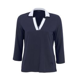 Margittes - Polo-Shirt mit 3/4-Arm, blau, Gr. 44 / L - Baumwolle