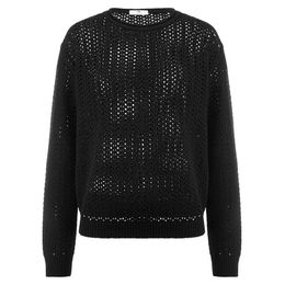 Peter Hahn - Rundhals-Pullover, schwarz, Gr. 42 / M - Wolle