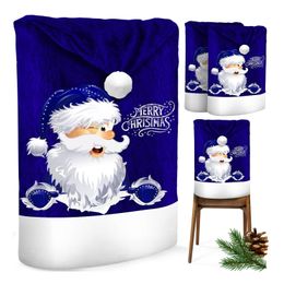 Kesser® Premium Weihnachtsstuhlüberzug Set Stuhlhussen für Weihnachten Nikolausmütze Stuhlbezug Husse Weihnachtsdeko für Stühle Überzieher - Stuhlabdeckung im weihnachtlichen Design