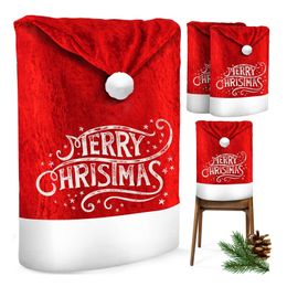 Kesser® Premium Weihnachtsstuhlüberzug Set Stuhlhussen für Weihnachten Nikolausmütze Stuhlbezug Husse Weihnachtsdeko für Stühle Überzieher - Stuhlabdeckung im weihnachtlichen Design
