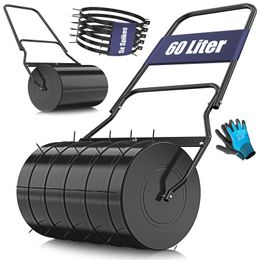 Kesser&reg; Rasenwalze Metall mit Handschuhen Handwalze Rasenroller Gartenwalze Ackerwalze Walze bef&uuml;llbar mit Wasser oder Sand