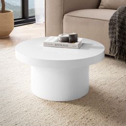 Couchtisch FineBuy Sofatisch Weiß 60 cm Hochglanz Wohnzimmertisch Rund Klein
