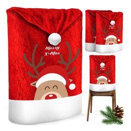Kesser® Premium Weihnachtsstuhlüberzug Set Stuhlhussen für Weihnachten Nikolausmütze Stuhlbezug Husse Weihnachtsdeko für Stühle Überzieher - Stuhlabdeckung im weihnachtlichen Design