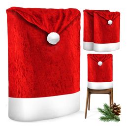 Kesser® Premium Weihnachtsstuhlüberzug Set Stuhlhussen für Weihnachten Nikolausmütze Stuhlbezug Husse Weihnachtsdeko für Stühle Überzieher - Stuhlabdeckung im weihnachtlichen Design