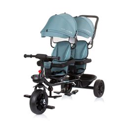 Chipolino Dreirad Tricycle Hip Hop, zwei Kinder, bis 40 kg, Sitze 360° drehbar türkis