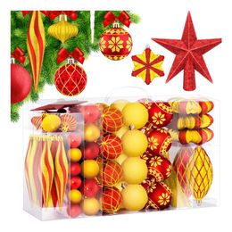 Kesser® Weihnachtskugeln 105-teiliges Set mit Baumspitze Christbaumkugeln Kunststoff Bruchsicher mit Plastik Weihnachtsbaumkugeln Box Weihnachtsbaum Weihnachtsdeko Deko & Christbaumschmuck