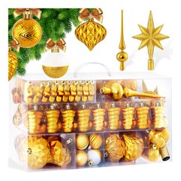 Kesser® Weihnachtskugeln 101-teiliges Set mit Baumspitze Christbaumkugeln Kunststoff Bruchsicher mit Plastik Weihnachtsbaumkugeln Box Weihnachtsbaum Weihnachtsdeko Deko & Christbaumschmuck