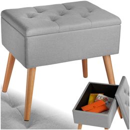 TecTake® Sitzbank, gepolstert, in Leinenoptik, Holzbeine mit Filzgleitern, 51 x 37,5 x 45,5 cm