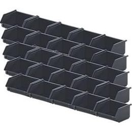 Schäfer Shop SSI Schäfer Sichtlagerkasten Serie ENTRY 110, recycelter Kunststoff, L 92 x B 100 x H 51 mm, 0,26 L, schwarz, 25 Stück