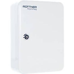 Rottner Schlüsselkassette TS 48, Zylinderschloss, für 48 Schlüssel, B 185 x T 85 x H 250 mm, Stahl, lichtgrau