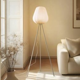 LINDBY Stehleuchte Helin, beige, Textil, Tripod, 144 cm, E27