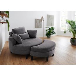 Loveseat, B:114cm T:154cmanthrazit, ATLANTIC HOME COLLECTION, 100% PES, Sessel, "Ravi, B: 114 cm", XXL- Sessel, mit Stauraumhocker, Rückenstütze & 4