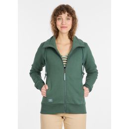 Sweatjacke Ragwear "RONETTE", Damen, Gr. XXL, grün (pine grün), Sweatware, Obermaterial: 70% Baumwolle, 30% Polyester, unifarben, figurumspielend hüftbedeckend, Rundhals, Rippbündchen, Sweatjacken