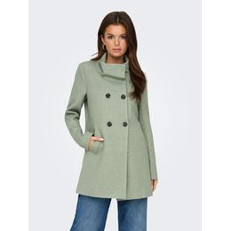 Kurzmantel Only "ONLSEDONA LIFE SOPHIA DB COAT CC OTW", Damen, Gr. XL, grün (hedge grün detail:melange), Web, Obermaterial: 85% Polyester, 15% Baumwolle, meliert, unifarben, regular fit taillenbedeckt, Mäntel