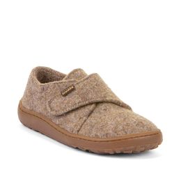 Hausschuh froddo "BAREFOOT WOOLY", Mädchen, Gr. 24, beige, Wolle, Basic, Schuhe Hausschuh, Klettschuh, Kindergartenschuh mit Wollfutter