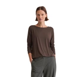 Marc O'Polo Langarmshirt MARC O'POLO "aus LENZING&trade; ECOVERO&trade;", Damen, Gr. S, shaded braun, Obermaterial: 94% Viskose, 6% Elasthan, unifarben, Basic, regular fit, U-Boot-Ausschnitt, normaler Saum, Shirts Langarmshirt