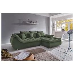 Ecksofa Inosign "Imola, bequem, aktuelle Steppung im Sitz, L-Form, Breite 270cm", grün (dunkelgrün), B:270cm H:90cm T:170cm, Microfaser PRIMABELLE (100% Polyester) / Struktur (82% Polyester, 9% Viscose, 7% Baumwolle, 2% Nylon);Kunstleder SOFTLUX / Struktur (82% Polyester, 9% Viscose, 7% Baumwolle, 2% Nylon), Sofas, wahlweise mit Bettfunktion