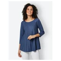 Strickpullover CREATION L PREMIUM "Seiden-Kaschmir-Pullover", Damen, Gr. 44, blau (jeansblau), 85% Seide, 15% Kaschmir, unifarben, Pullover