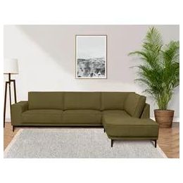 Ecksofa Places of Style "Casina", gelb (mustard), B:289cm H:85cm T:210cm, 90%Polyester, 10% Nylon, Sofas, mit abgerundeter Ottomane, in einem weichen Chenille-Stoff