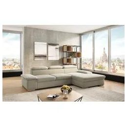 Sit & More Ecksofa SIT & MORE "Valantine L-Form, B: 286 cm", beige (nature), B:286cm H:73cm T:174cm, 100% Polyester, Sofas, mit Arm- & Kopfteilverstellung, optional mit Bettfunktion