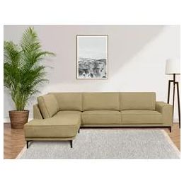 Ecksofa Places of Style "Casina", gold (brass), B:289cm H:85cm T:210cm, 90%Polyester, 10% Nylon, Sofas, mit abgerundeter Ottomane, in einem weichen Chenille-Stoff