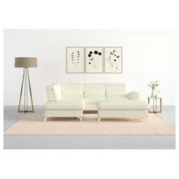 Sit & More Ecksofa SIT & MORE "Cabrio L-Form, B: 274 cm, mit Sitztiefen-, Arm- & Kopfteilverstellung", weiß (altweiß), B:274cm H:87cm T:230cm, Sofas, 3 Nierenkissen, Federkern, optional Bettfunktion und Stauraum