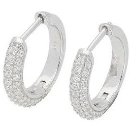 Paar Creolen Vivance "Zirkonia", silber (silber 925), Ohrringe, Damen, Silber 925 (Sterlingsilber)