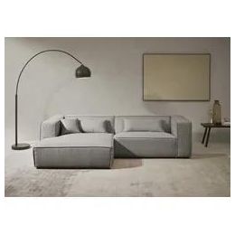 Ecksofa "PIARA mit Kedernaht, Cord, Leinenoptik o. Strukturstoff, Couch, L-Form", grau (anthrazit), B:267cm H:66cm T:167cm, 100% Polyester, LeGer Home by Lena Gercke, Sofas, wahlweise Ottomane rechts/links, schwarze Füße, bequemer Sitzkomfort