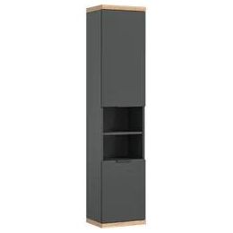 Hängeschrank Welltime "Sencillo, Hängeschrank 160 cm", anthrazit grau nb, nox oak nb, B:35cm H:160cm T:31cm, Spanplatte, Schränke, Sencillo, Hängeschrank, 2 Türen, 2 offene Fächer