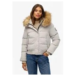 Steppjacke Superdry "EVEREST HOODED BOMBER JKT", Damen, Gr. S, grau (moonlight grau), Web, Obermaterial: 100% Polyester, unifarben, regular fit, Jacken