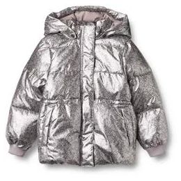 Steppjacke Wheat "Puffer Jacket Eli", Mädchen, Gr. 104, silber flower meadow, Web, Obermaterial: 100% Polyester, glänzend, casual, A-Linie, Langarm Bündchen, Jacken, wasserdicht, atmungsaktiv