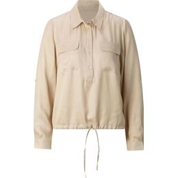 CR&Eacute;ATION L Damen Langarm-Bluse in Viskose-Satin-Qualit&auml;t sand Gr&ouml;&szlig;e 46