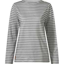 CR&Eacute;ATION L Damen Sweatshirt im Ringel-Dessin steingrau-ecru-geringelt Gr&ouml;&szlig;e 42