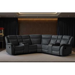 Riess Ambiente Exklusiver 5er Kinosessel HOLLYWOOD schwarz Ecksofa Getränkehalter Stauraum Riess-Ambiente Industrie & Loft Modern