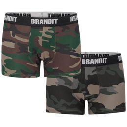 Brandit Boxershorts Logo 2er Pack woodland/darkcamo, Größe S