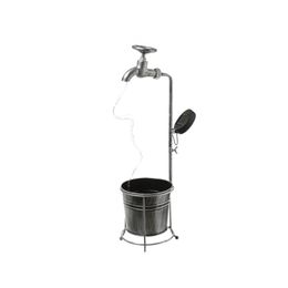 MARELIDA LED Solar Wasserhahn mit Blumentopf Gartendeko H: 60cm silber | Gr.: onesize