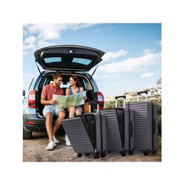 ABRIHOME 3er Koffer Set M-L-XL mit klappbare Getränkehalter, Grau | Gr.: onesize