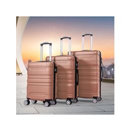 ABRIHOME 3er Hartschalen Koffer Set mit TSA Schloss und Universalrad in Roségold | Gr.: onesize