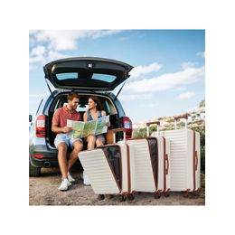 ABRIHOME 3er Koffer Set M-L-XL mit klappbare Getränkehalter, Weiß | Gr.: onesize