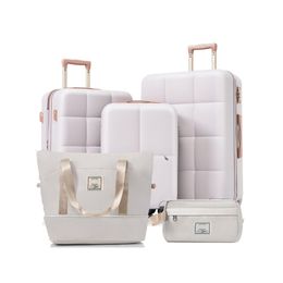 ABRIHOME Koffer Set 5 teilig mit Kosmetiktasche und Reisetasche in Grau | Gr.: onesize