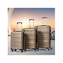 ABRIHOME 3er Hartschalen Koffer Set mit TSA-Schloss und Universalrad in Gold | Gr.: onesize