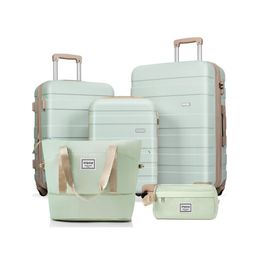ABRIHOME 5er Koffer Set M-L-XL mit 4 Rollen und Schloss, Grün | Gr.: onesize