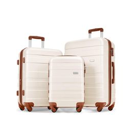 ABRIHOME 5er Koffer Set M-L-XL mit 4 Rollen und Schloss, Beige | Gr.: onesize