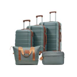 ABRIHOME 5er Koffer Set mit 4 Rollen und TSA, Dunkelgrün | Gr.: onesize