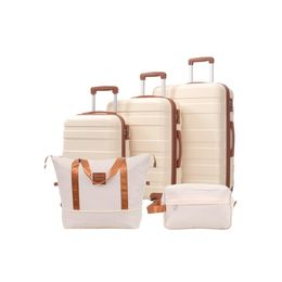 ABRIHOME 5er Koffer Set mit 4 Rollen und TSA, Beige | Gr.: onesize
