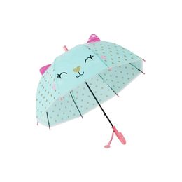 Yuhu Kinder Regenschirm Katze Transparent Automatik ab 3 Jahren in Türkis | Gr.: onesize