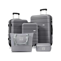 ABRIHOME 5er Koffer Set M-L-XL mit 4 Rollen und Schloss, Grau | Gr.: onesize
